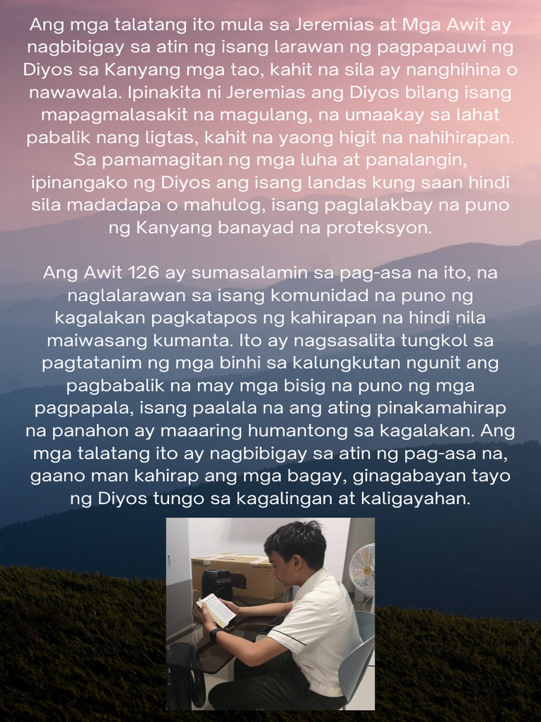 Ang Mga Talatang Ito Mula Sa Jeremias at Mga Awit Ay Nagbibigay Sa Atin ...