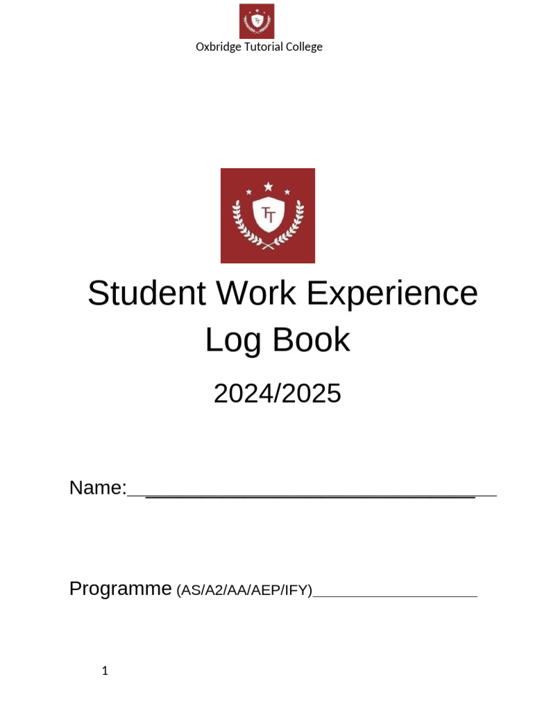 Work Experience Logbook 2024/2025 | PDF | Learning | Tutorial