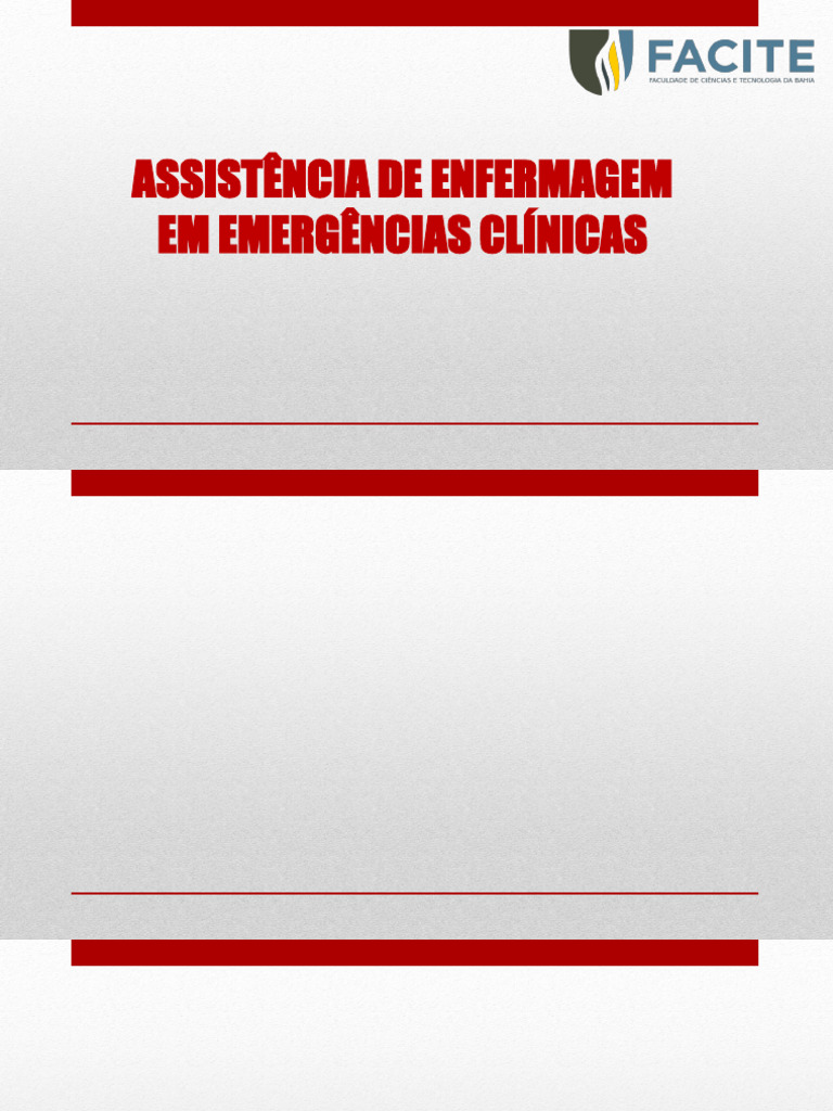 Aula 6 Assistã Ncia de Enfermagem em Emergã Ncias Clã Nicas 2 | PDF ...