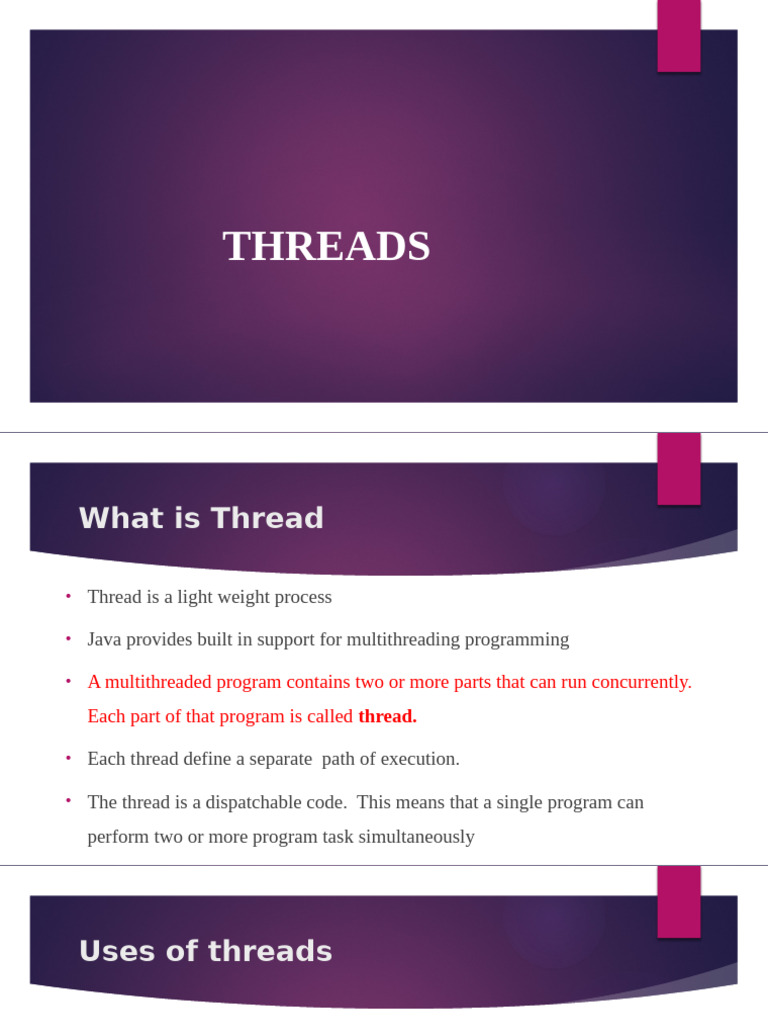 THREADS | PDF | Thread (Computing) | Computing