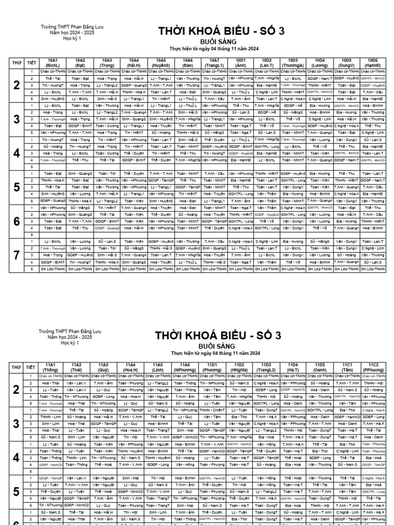 TKB Số 3-HS (04-11-2024) | PDF