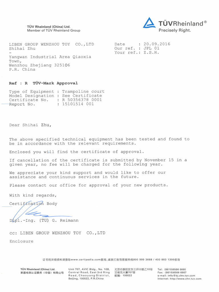 TUV Certificate | PDF