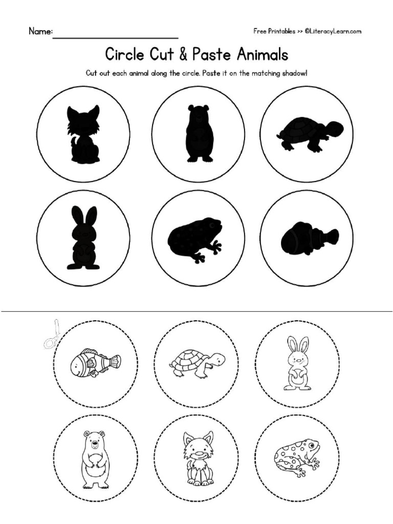 Cut and Paste Animal Shadows Scissor LiteracyLearn | PDF