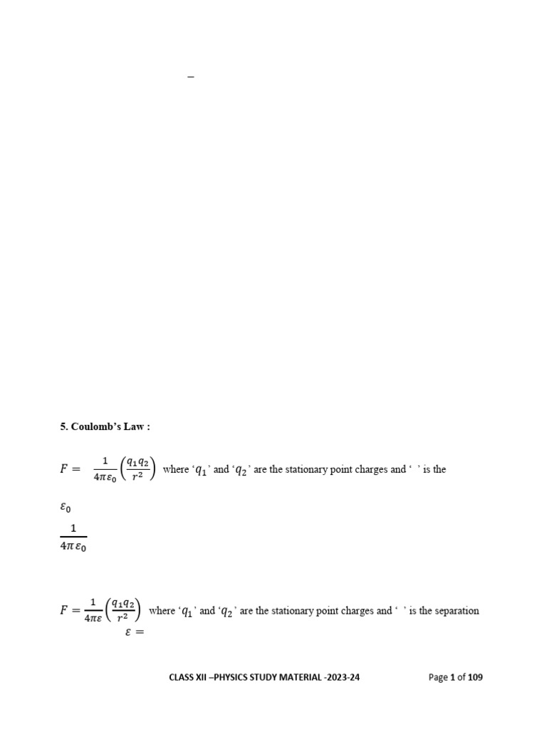 physics chapter1 | PDF | Electric Field | Electrostatics