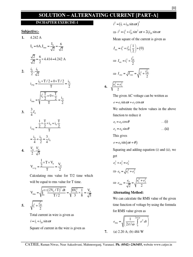Alternating Current (Solution) | PDF | Electrical Impedance | Telecommunications Engineering