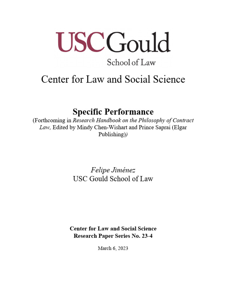 Contract Law: Specific Performance | PDF | Legal Remedy | Specific ...
