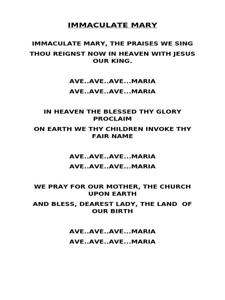 Immaculate Mary | PDF | Religion & Spirituality | Poetry