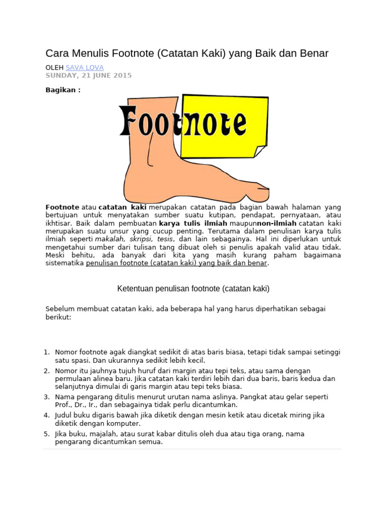 Cara Menulis Footnote | PDF