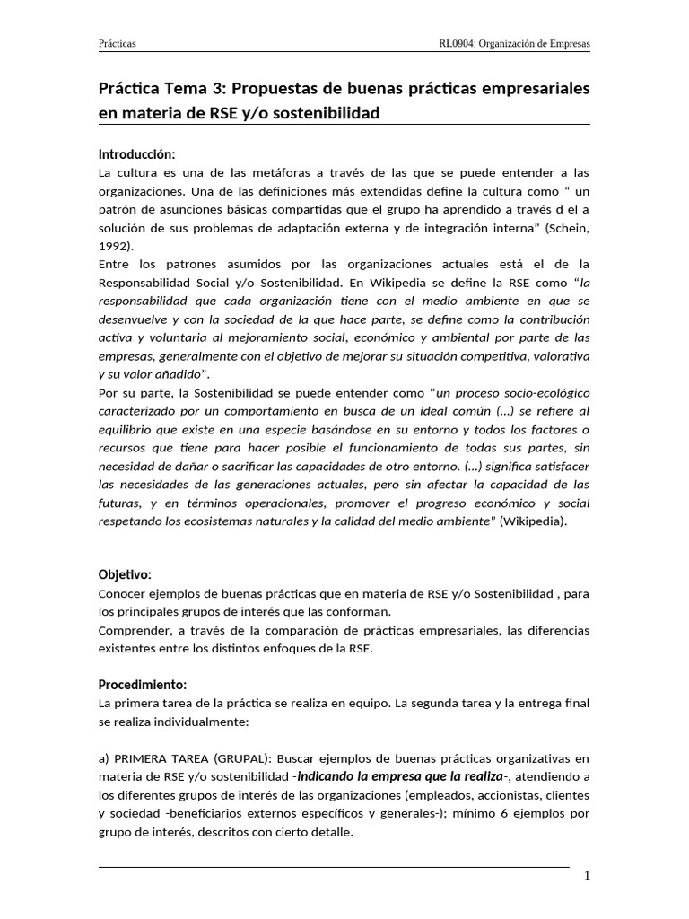 Práctica Tema3 Directrices | PDF | Sustentabilidad | Responsabilidad social corporativa