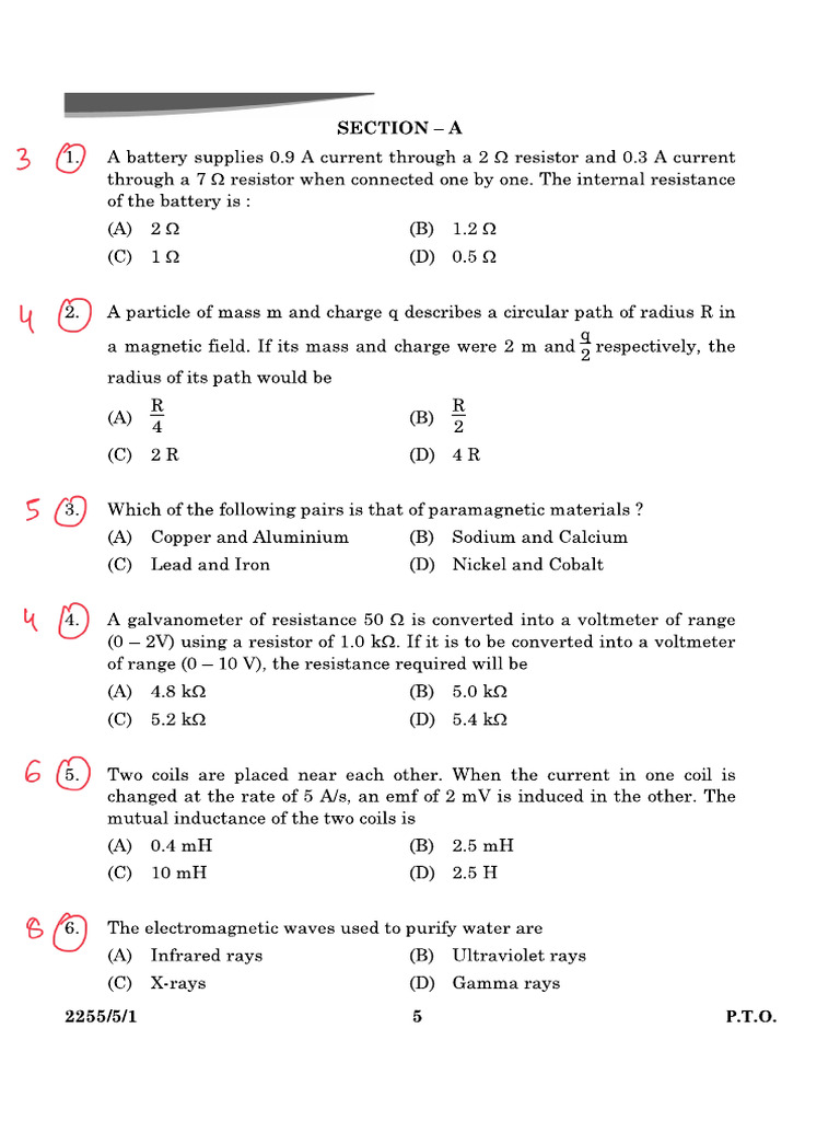 Physics Sample Paper | PDF