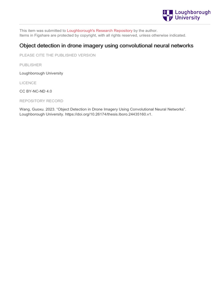 Object Detection in Drone Imagery Using Convolutional Neural Networks | PDF | Deep Learning ...