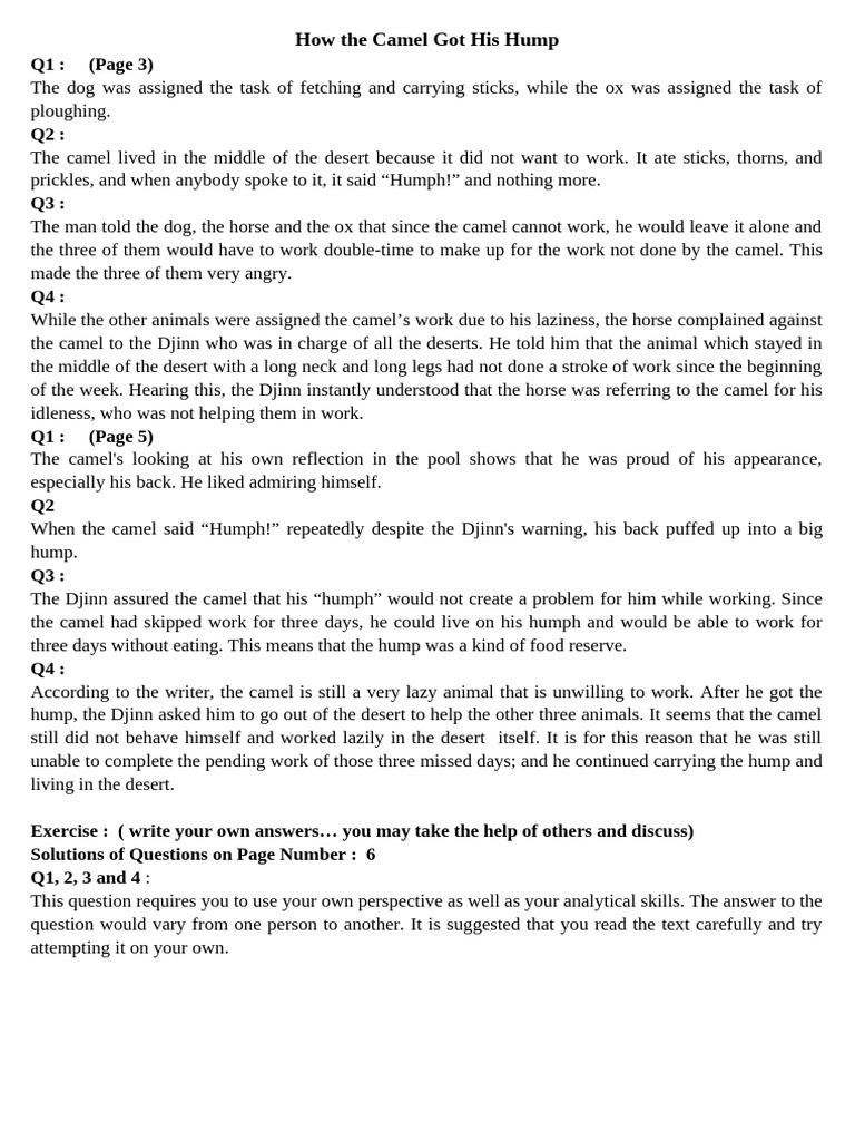 how camel got his hump | PDF