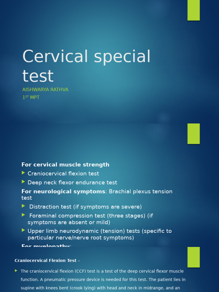 Cervical special test | PDF | Anatomical Terms Of Motion | Nervous System