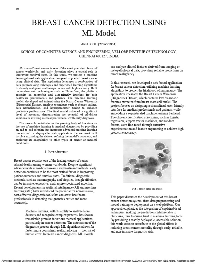 Breast Cacner Detection | PDF | Machine Learning | Mammography