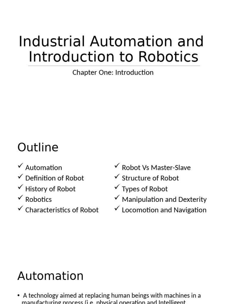Chapter One Robotics | PDF | Robot | Robotics Chapter One Robotics | PDF | Robot | Robotics