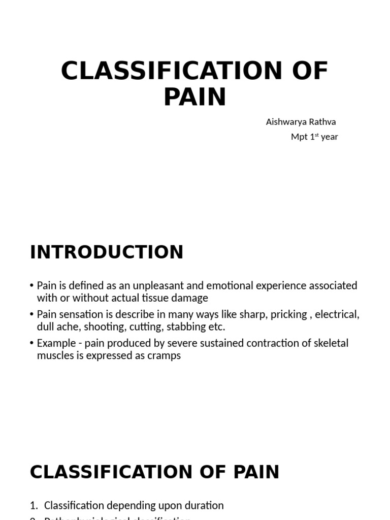 Classification of Pain | PDF | Pain | Chronic Pain