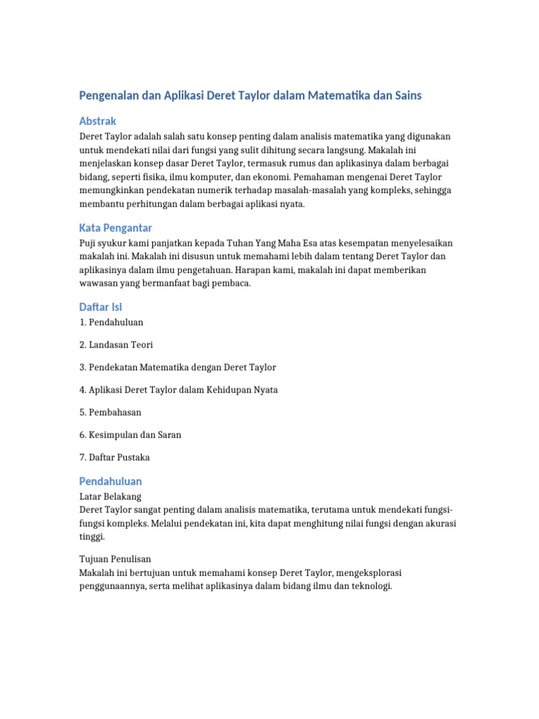 Aplikasi Deret Taylor dalam Metode Numerik | PDF | Metode & Bahan Ajar