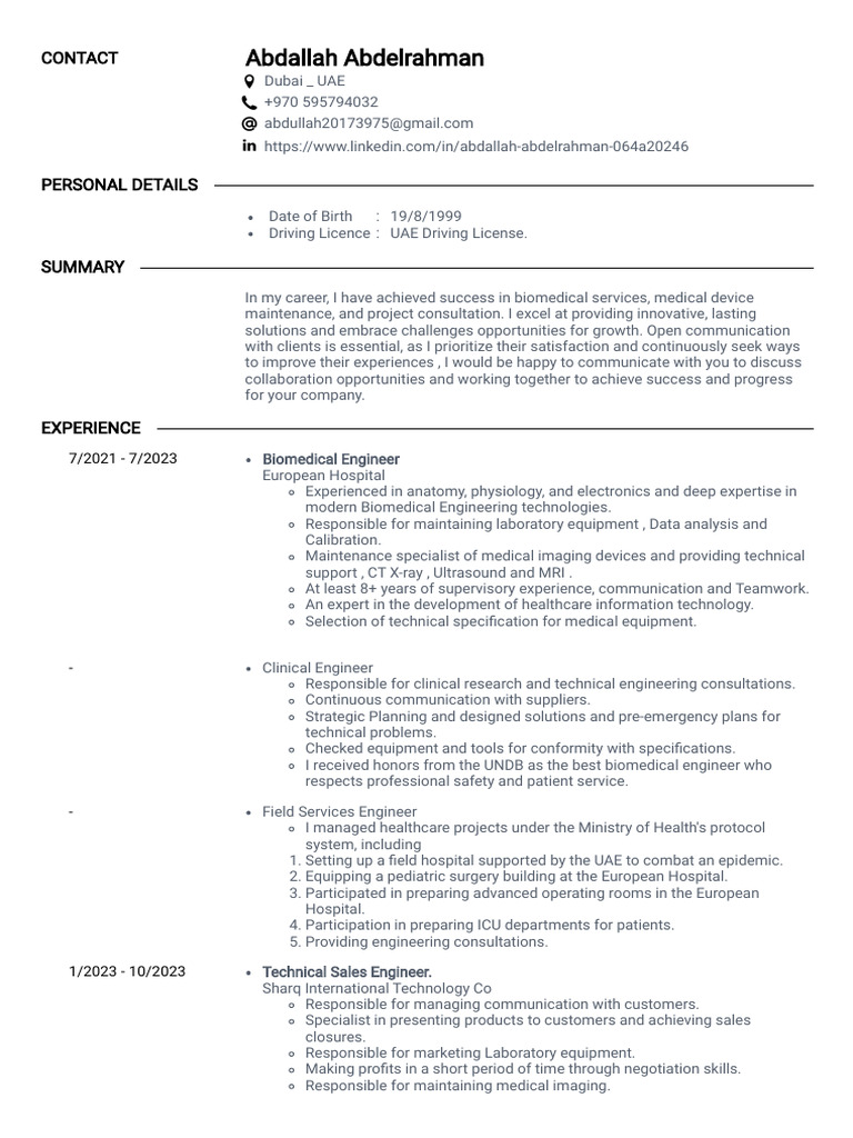 Biomedical_CV_Abdallah | PDF | Biomedical Engineering | Medical Imaging
