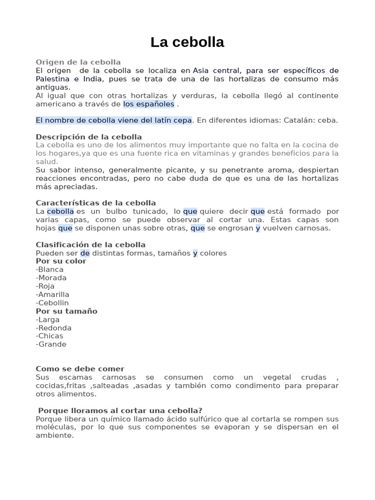 La Cebolla | PDF | Cebolla | Vegetales