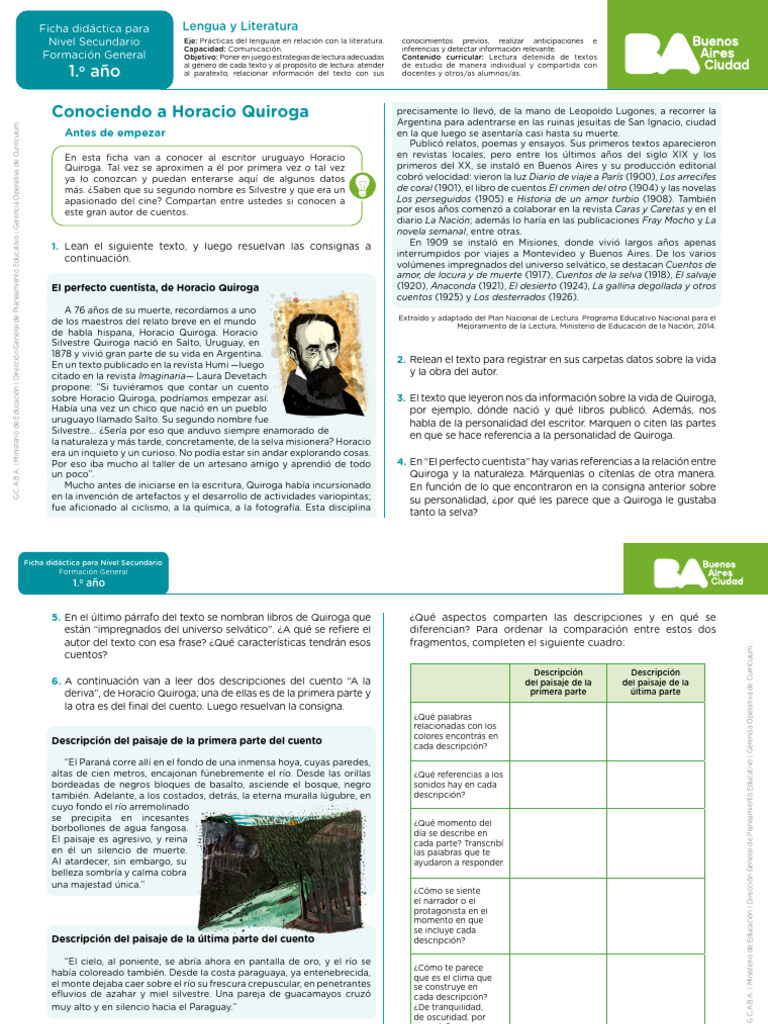 NS CB AHL Lyl 1 Conociendo A Quiroga | PDF