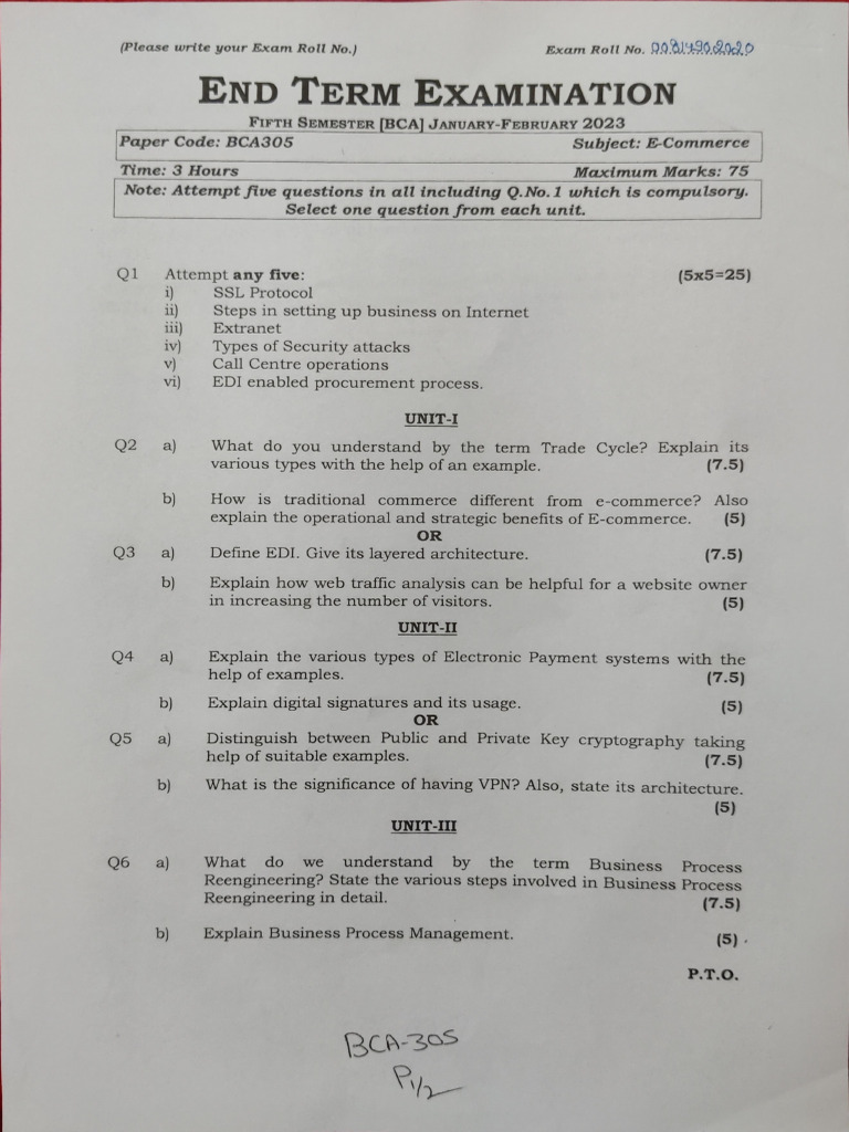 Ipjugaad Bca 5th Sem e Commerce Paper 2023 | PDF | E Commerce ...