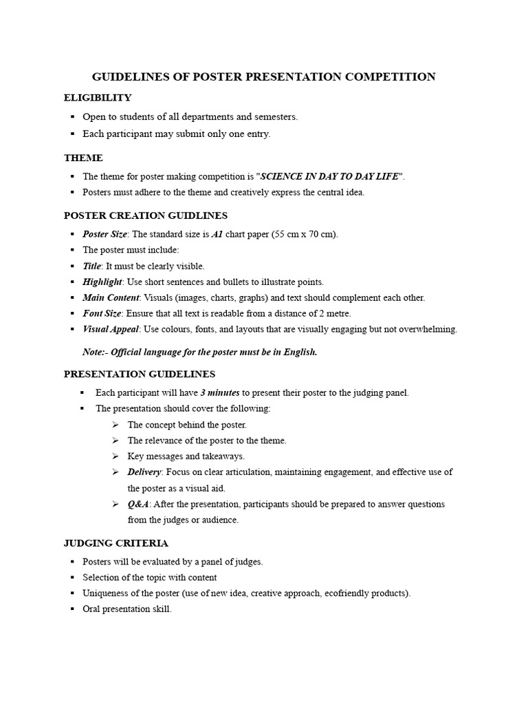 Poster Presentation Competition Guidelines | PDF
