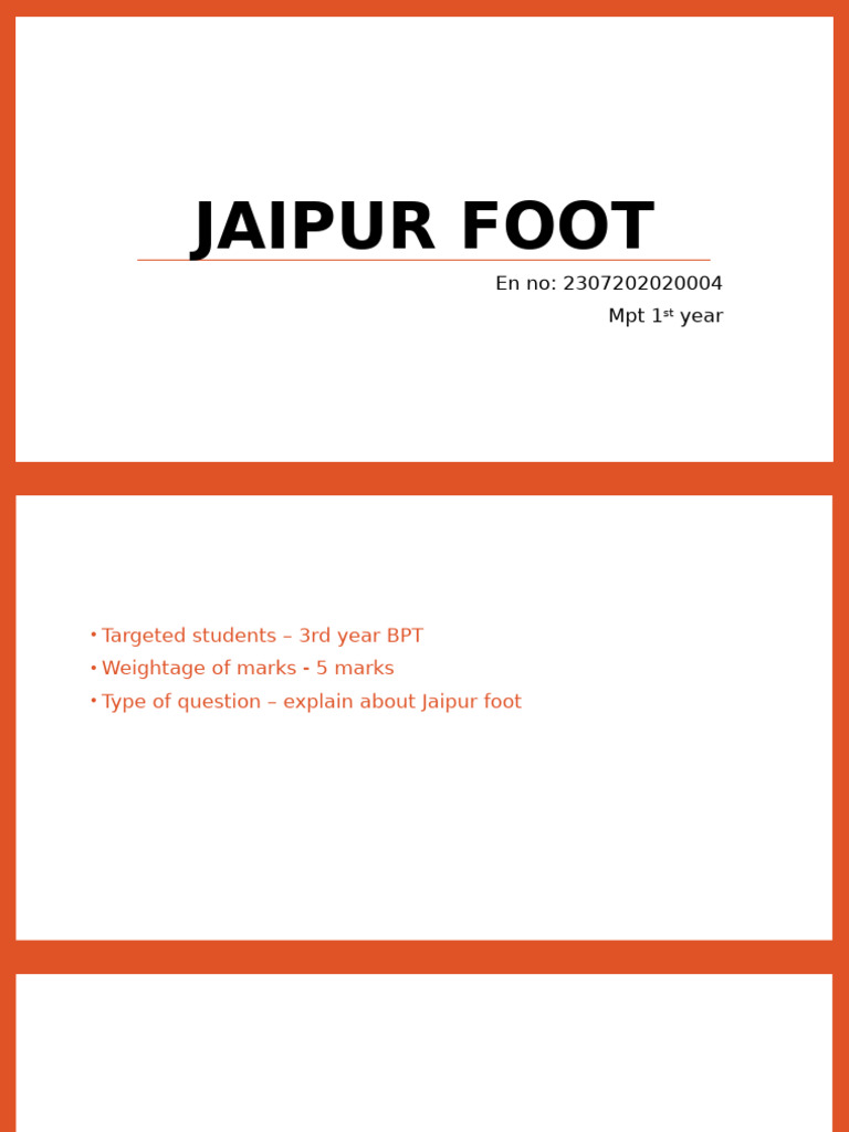 Jaipur Foot: A BPT Student Guide | PDF