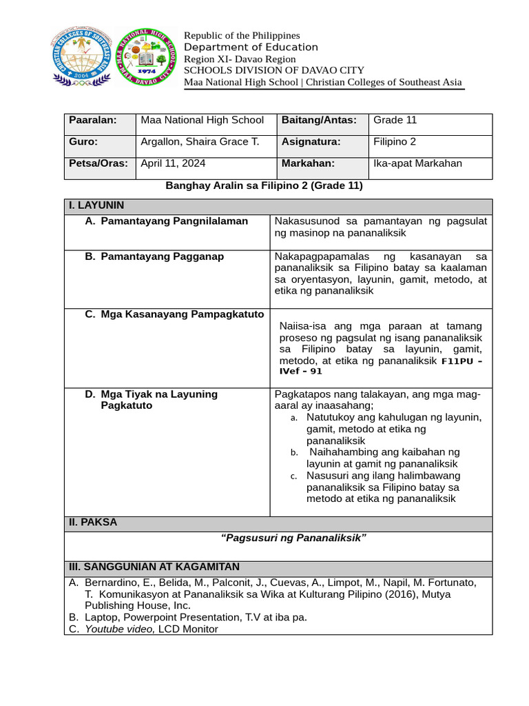 LP Layunin, Metodo, Etika at Gamit | PDF