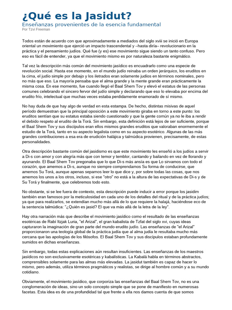Qué Es La Jasidut | PDF | Judaísmo jasídico | Esencia