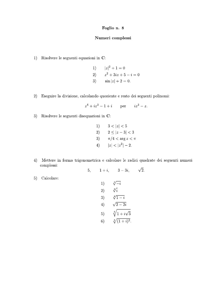 Numeri Complessi | PDF