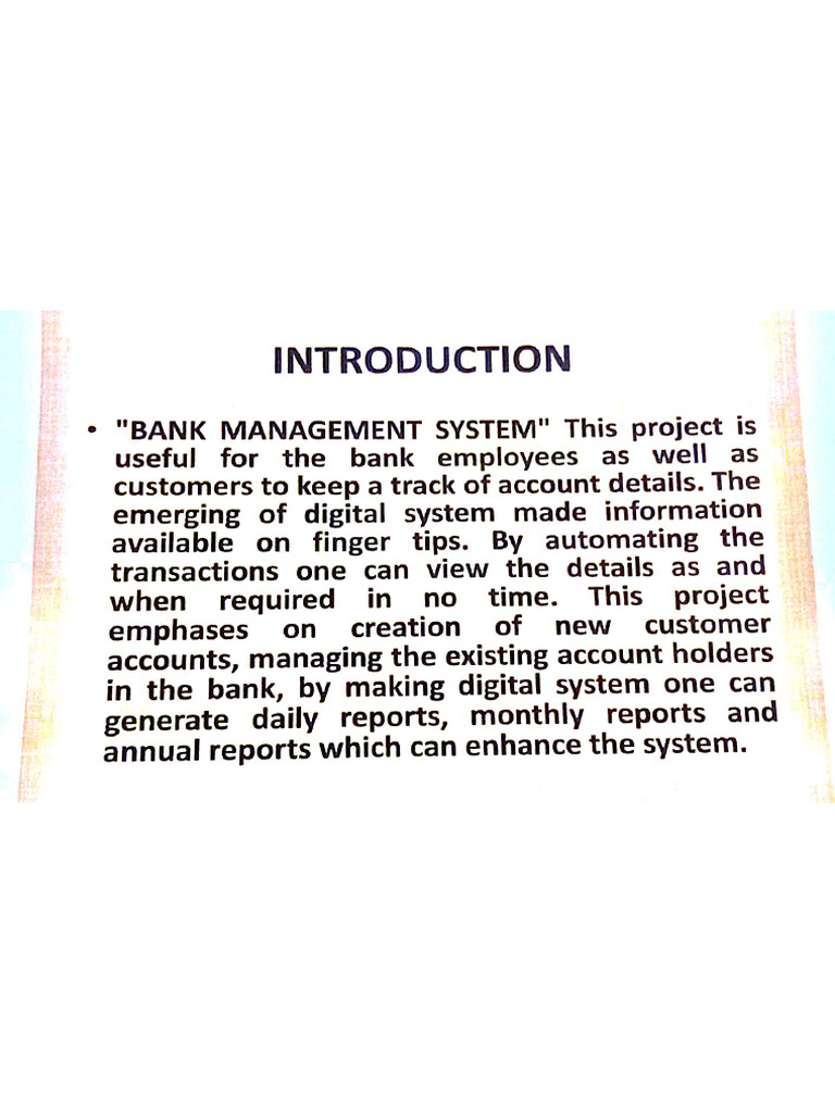 Bank Management System | PDF