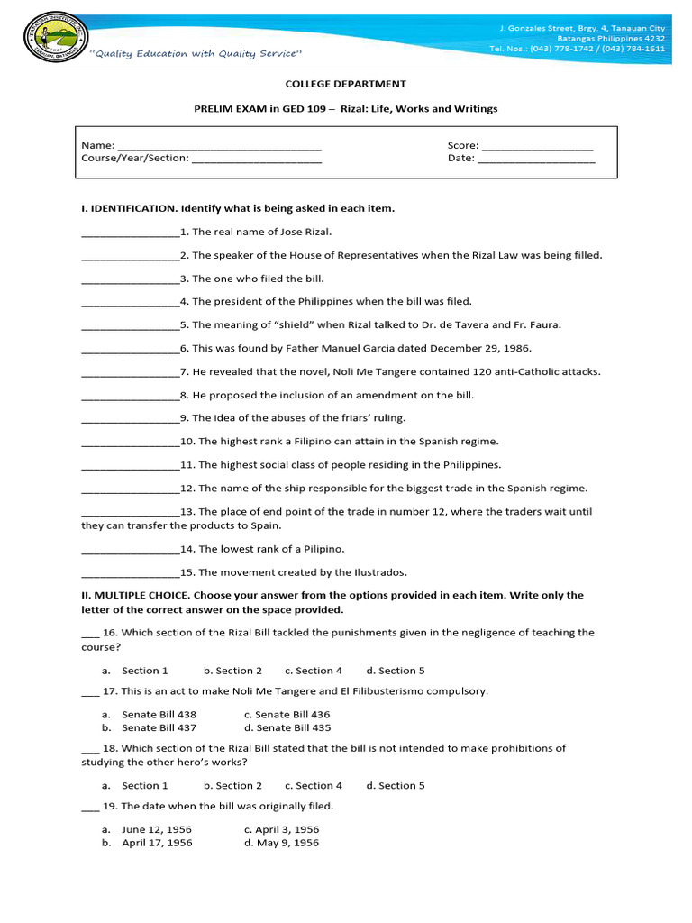 Exam-Template | PDF | Philippines