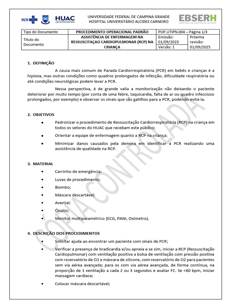 Pop - Utipn.004 Assistência de Enfermagem Na Ressuscitaçao ...
