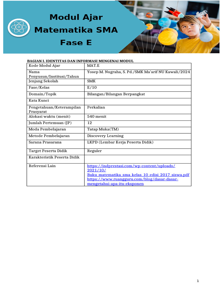 MODUL - AJAR - FASE - E - Bilangan Berpangkat | PDF