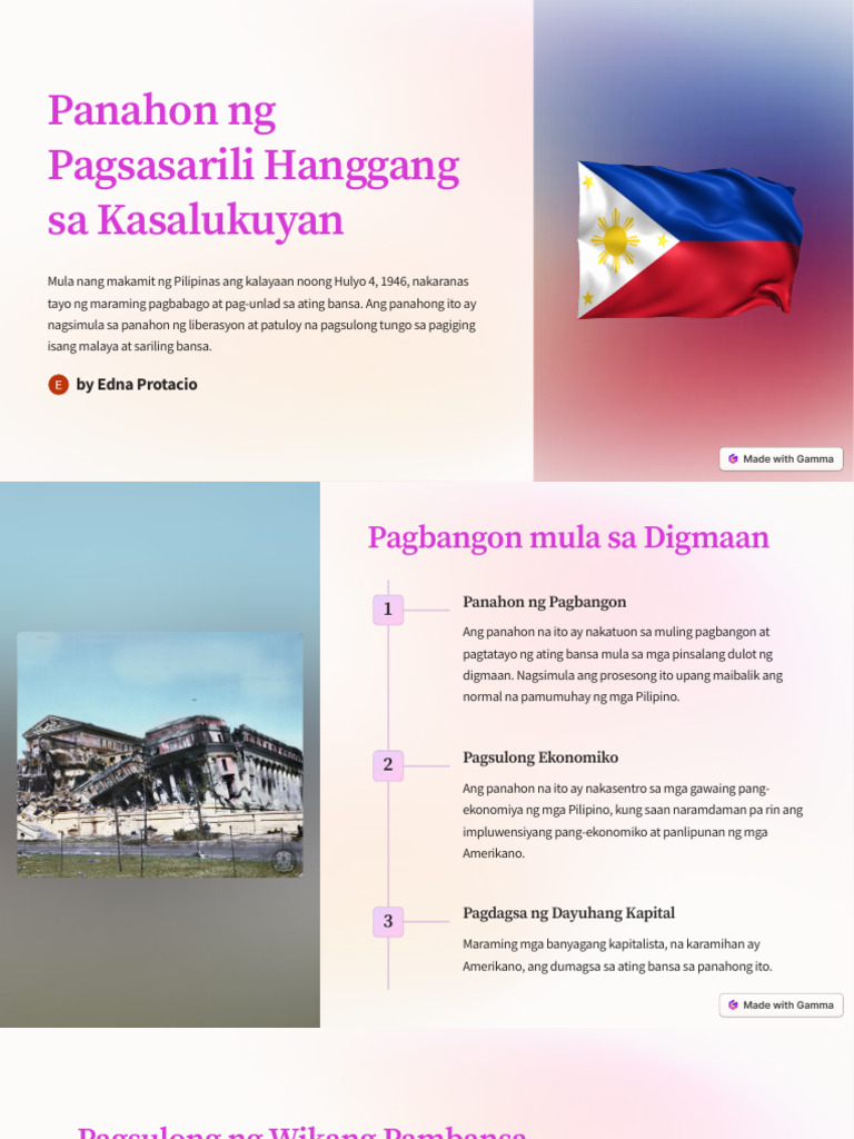 Copy of Panahon NG Pagsasarili Hanggang Sa Kasalukuyan | PDF