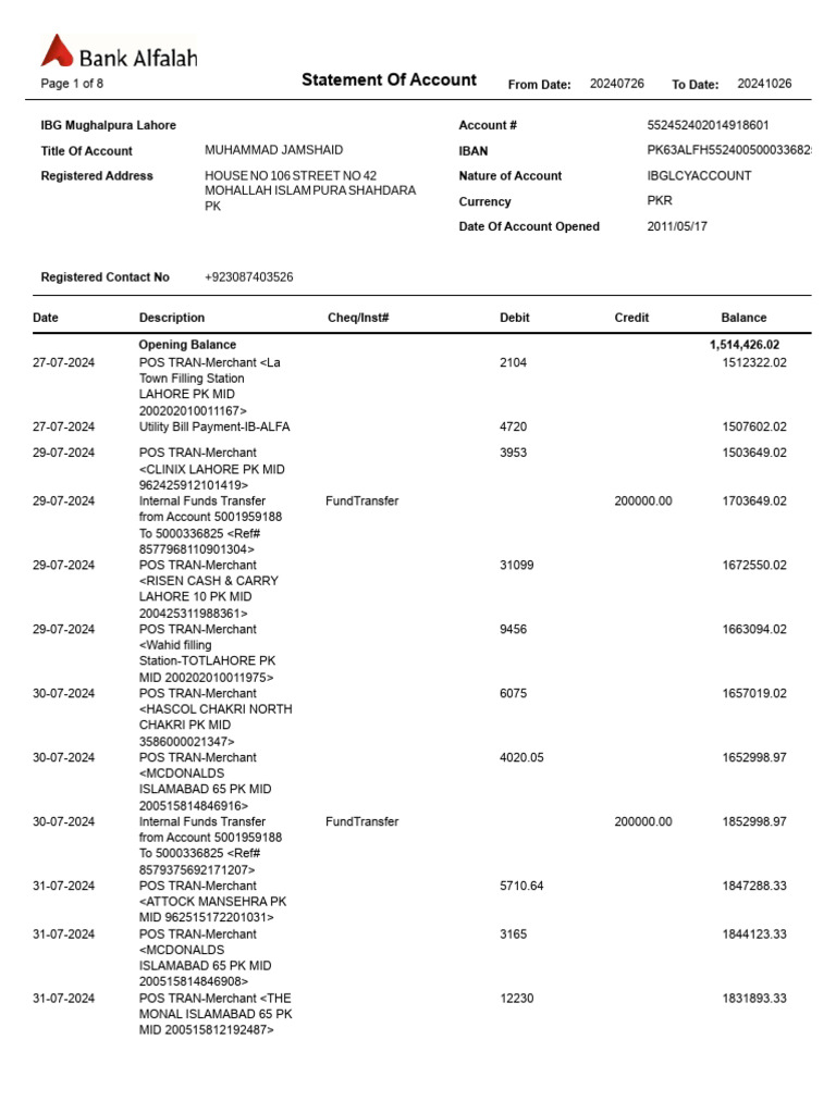 Bank Statement | PDF | Banks | Cheque Bank Statement | PDF | Banks | Cheque