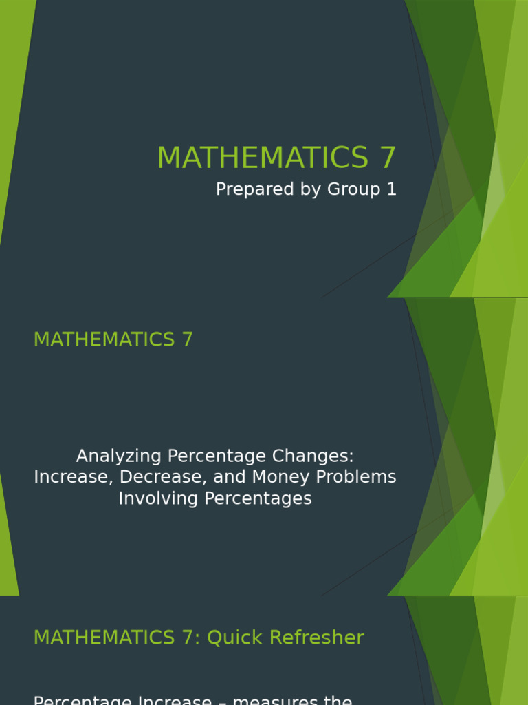 Mathematics 7 | PDF | Percentage | Interest