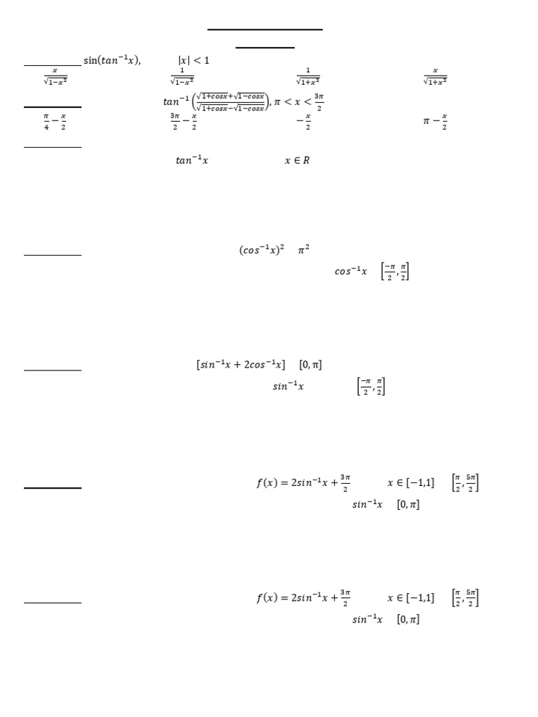 Pyq Of Chapter 2 Inverse Trigonomatric Function Pdf Mathematical Analysis Functions And