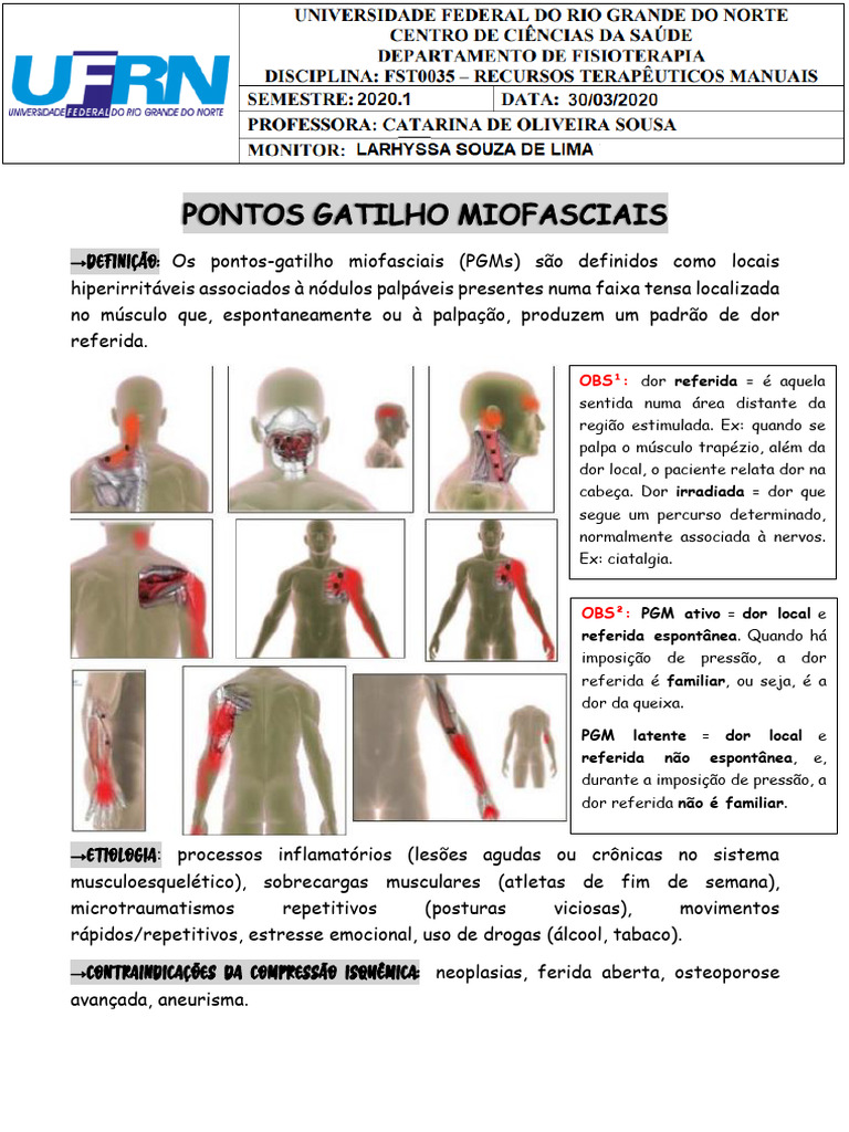 ROTEIRO LARHYSSA PGMs PDF | PDF | Dor | Músculo