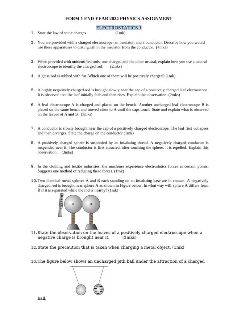 f2 End Year 2024 Physics Assignment Set 2 | PDF | Applied And Interdisciplinary Physics