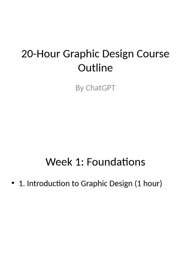 20 Hour Graphic Design Course Outline | PDF
