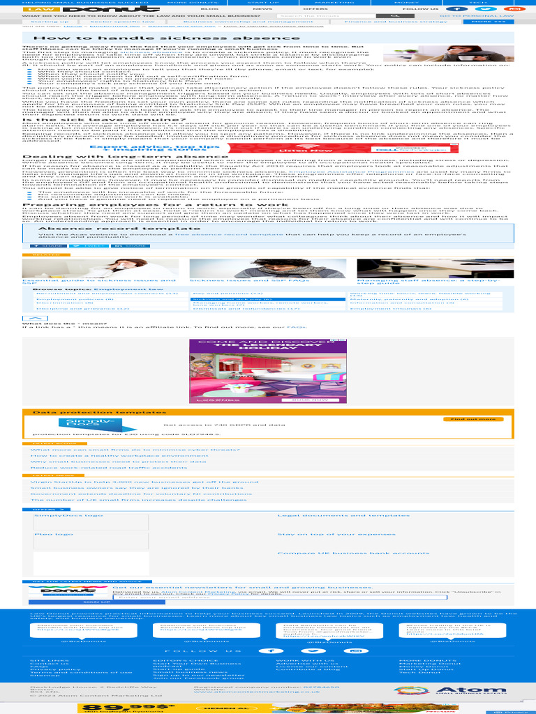 How To Handle Sickness Absence Business Law Donut | PDF | Employment ...