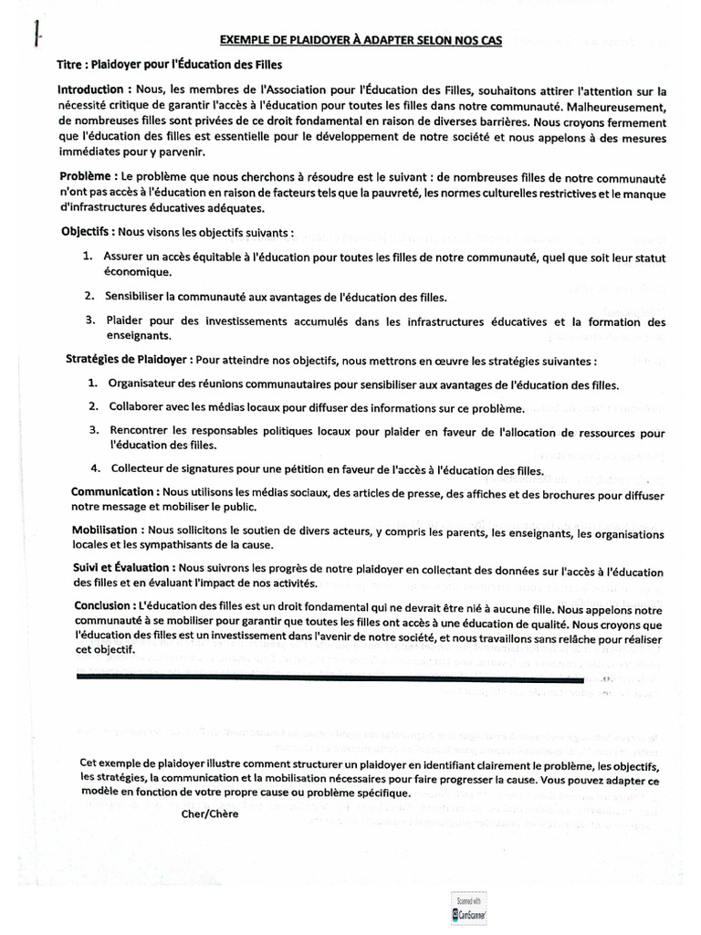 Exemple de Plaidoyer | PDF