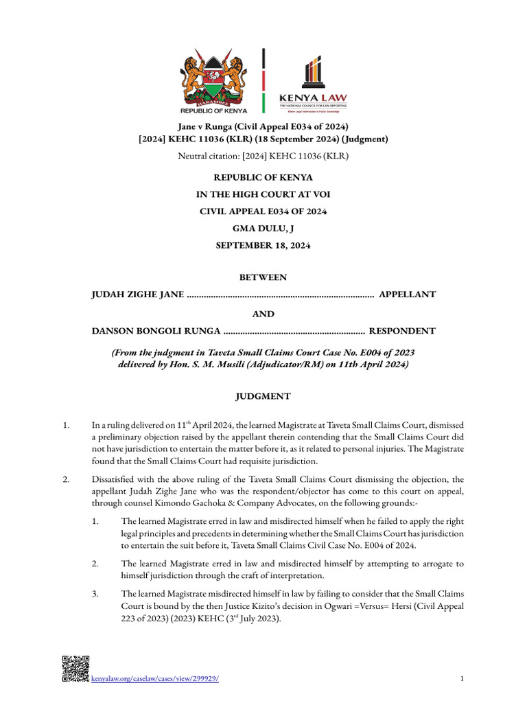 High Court Dismisses Jane's Appeal | PDF | Appeal | Jurisdiction