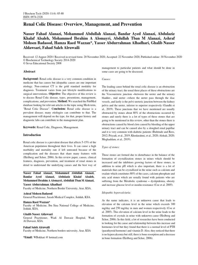 Renal Colic Disease Overview Management and Prevention | PDF | Kidney ...