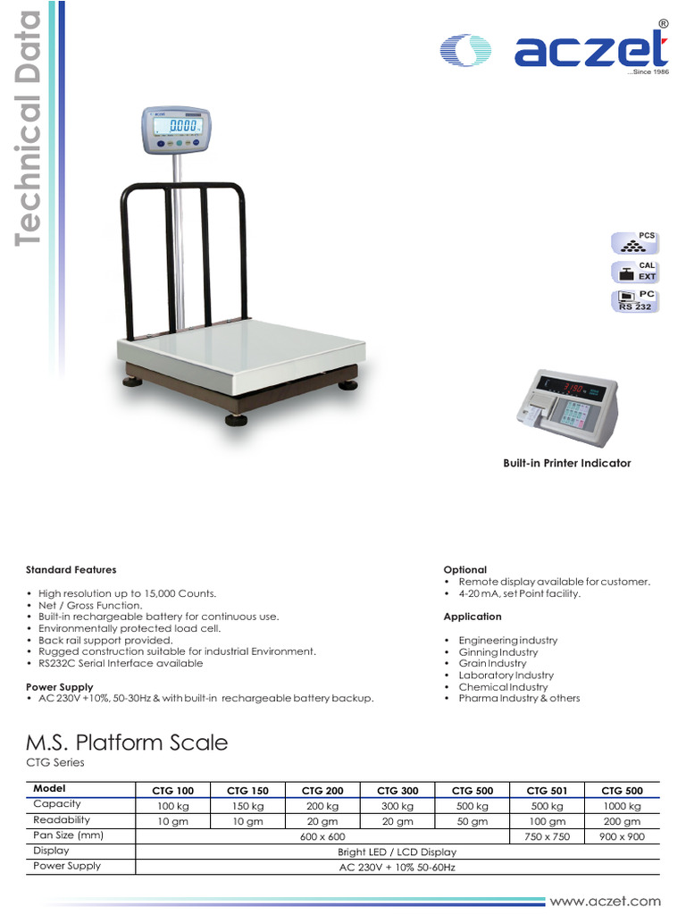 Aczet CTG 300 Platform Scale | PDF | Personal Computers | Electrical ...