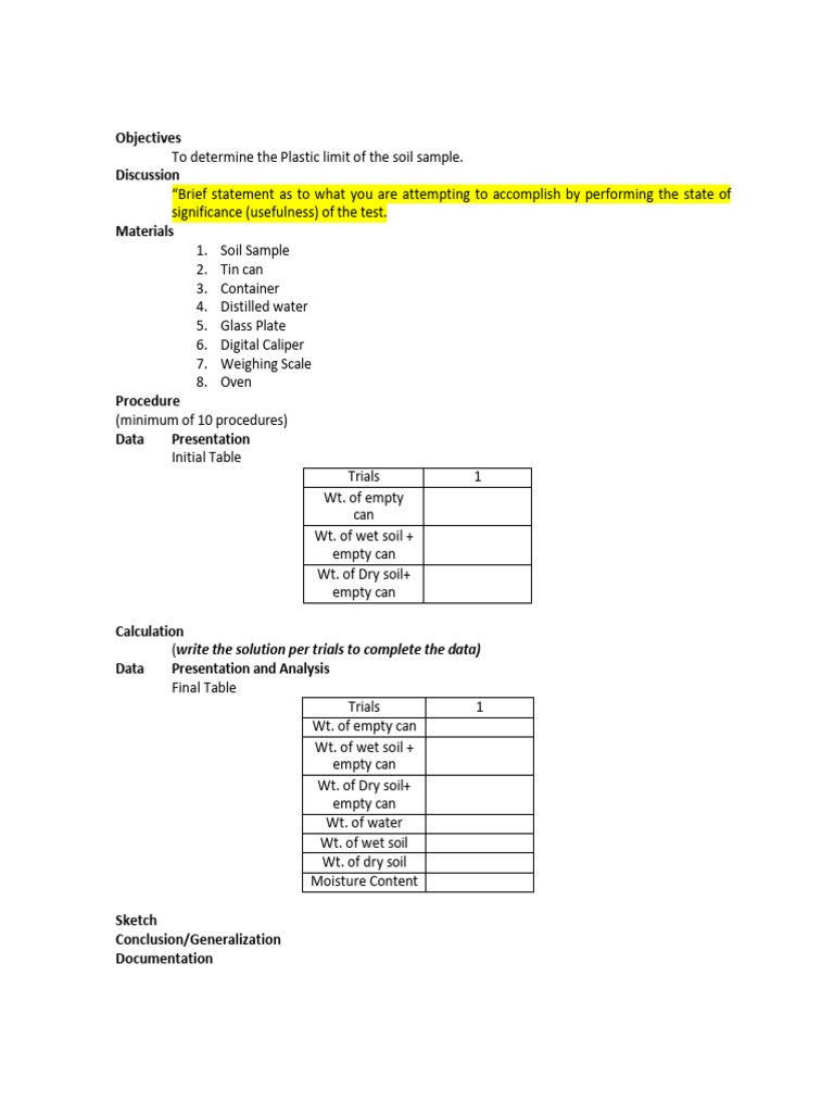 Laboratory 4 Plastic Limit Test | PDF | Science & Mathematics