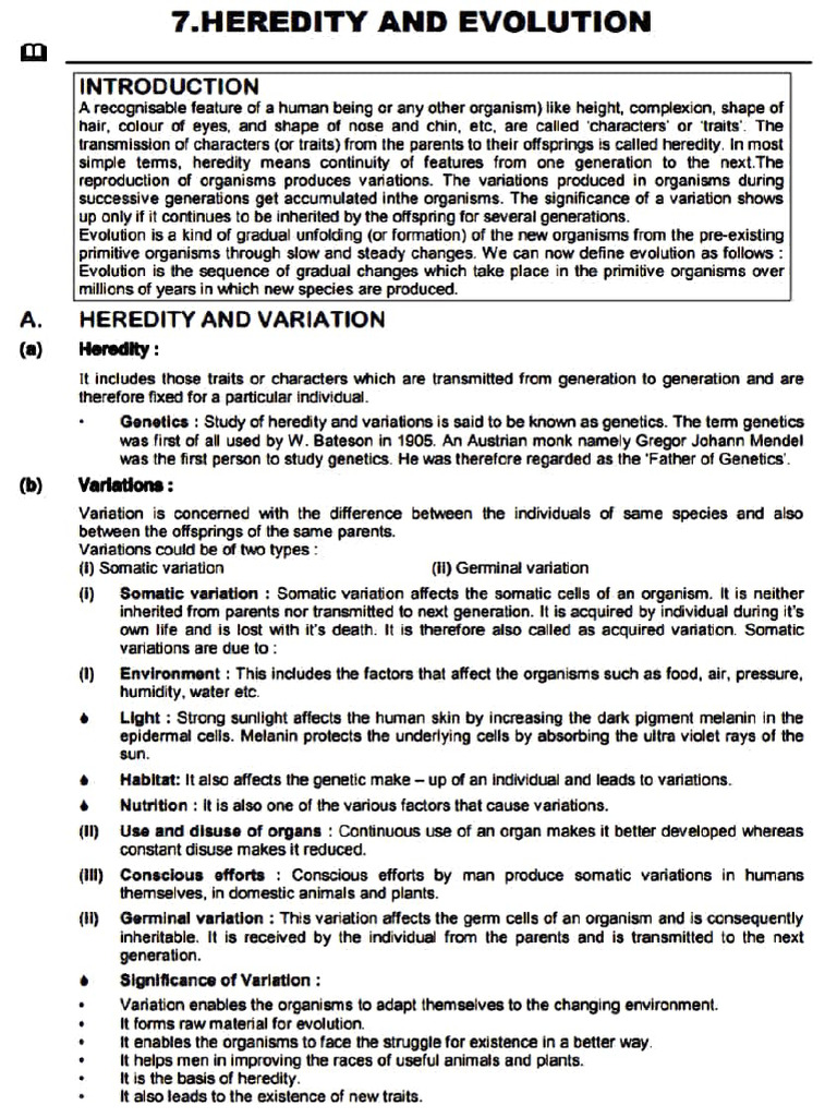 Heredity and Evolution Class X BIOLOGY NOTES | PDF | Dominance ...