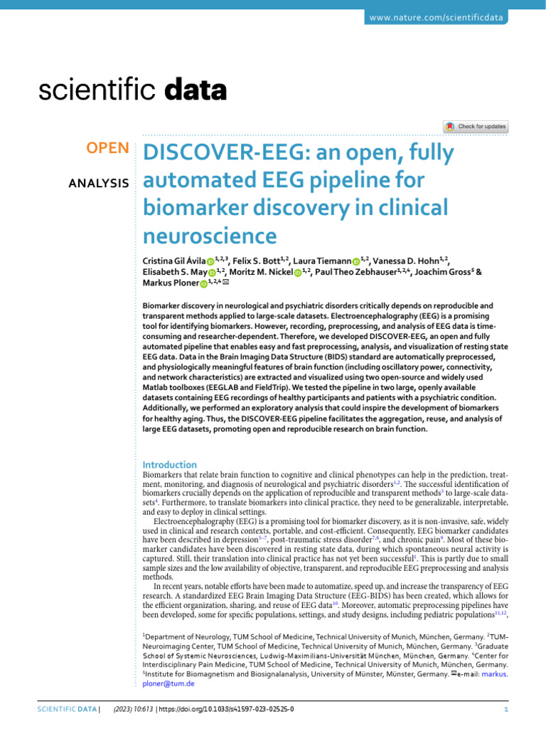 DISCOVER-EEG An Open, Fully Automated EEG Pipeline For Biomarker Discovery in Clinical ...