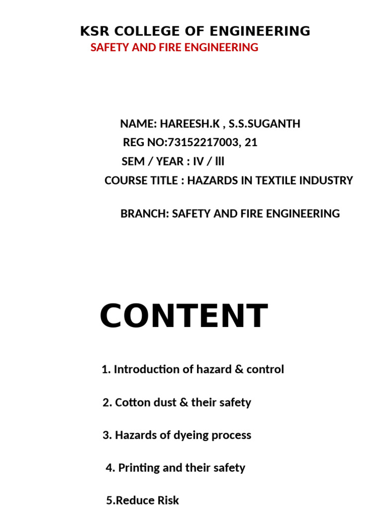 KSR College of Engineering: Safety and Fire Engineering | PDF